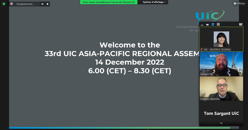 The 33rd UIC Asia-Pacific Regional Assembly held online | UIC Communications